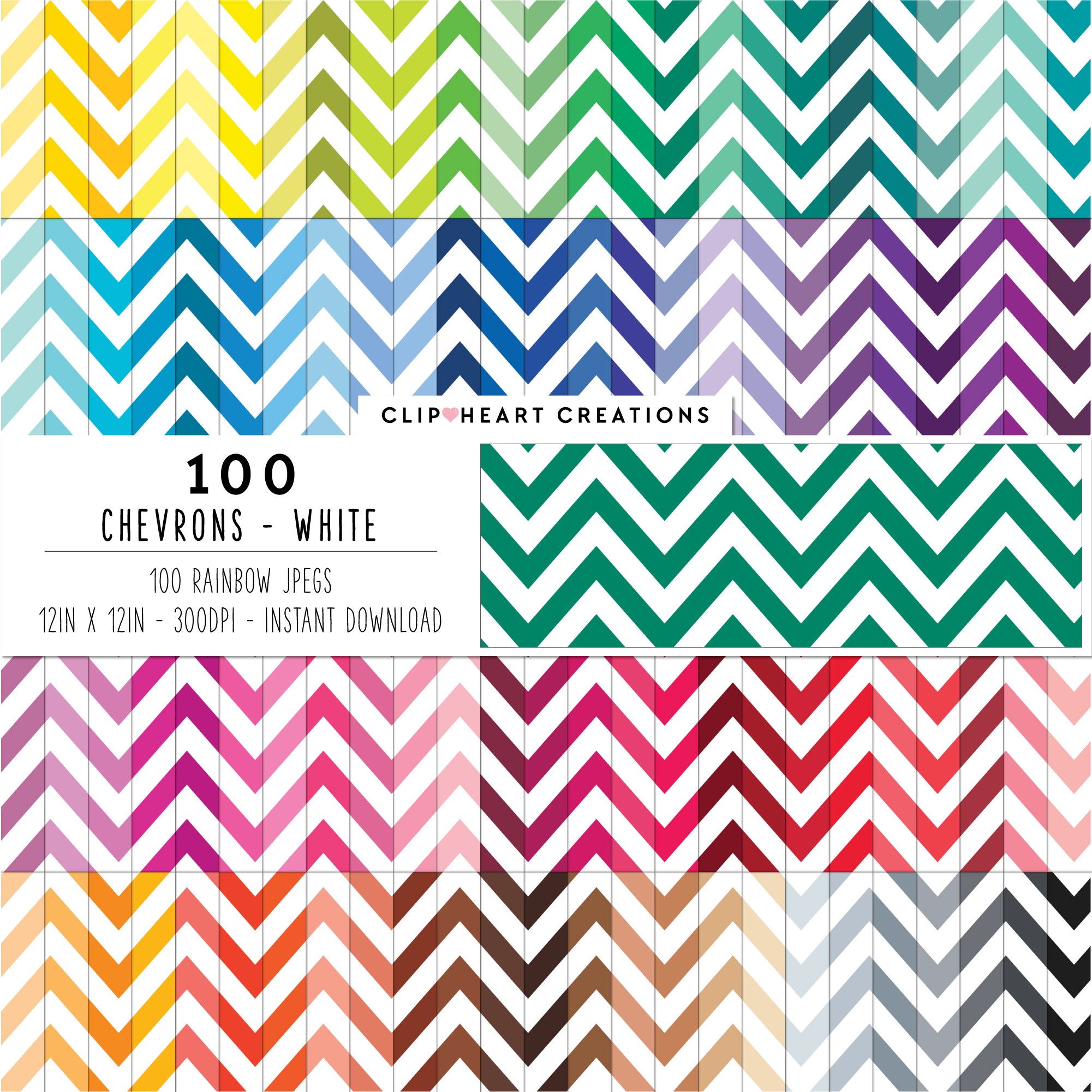 100 Chevron Pattern Digital Papers (White) – clipheart creations