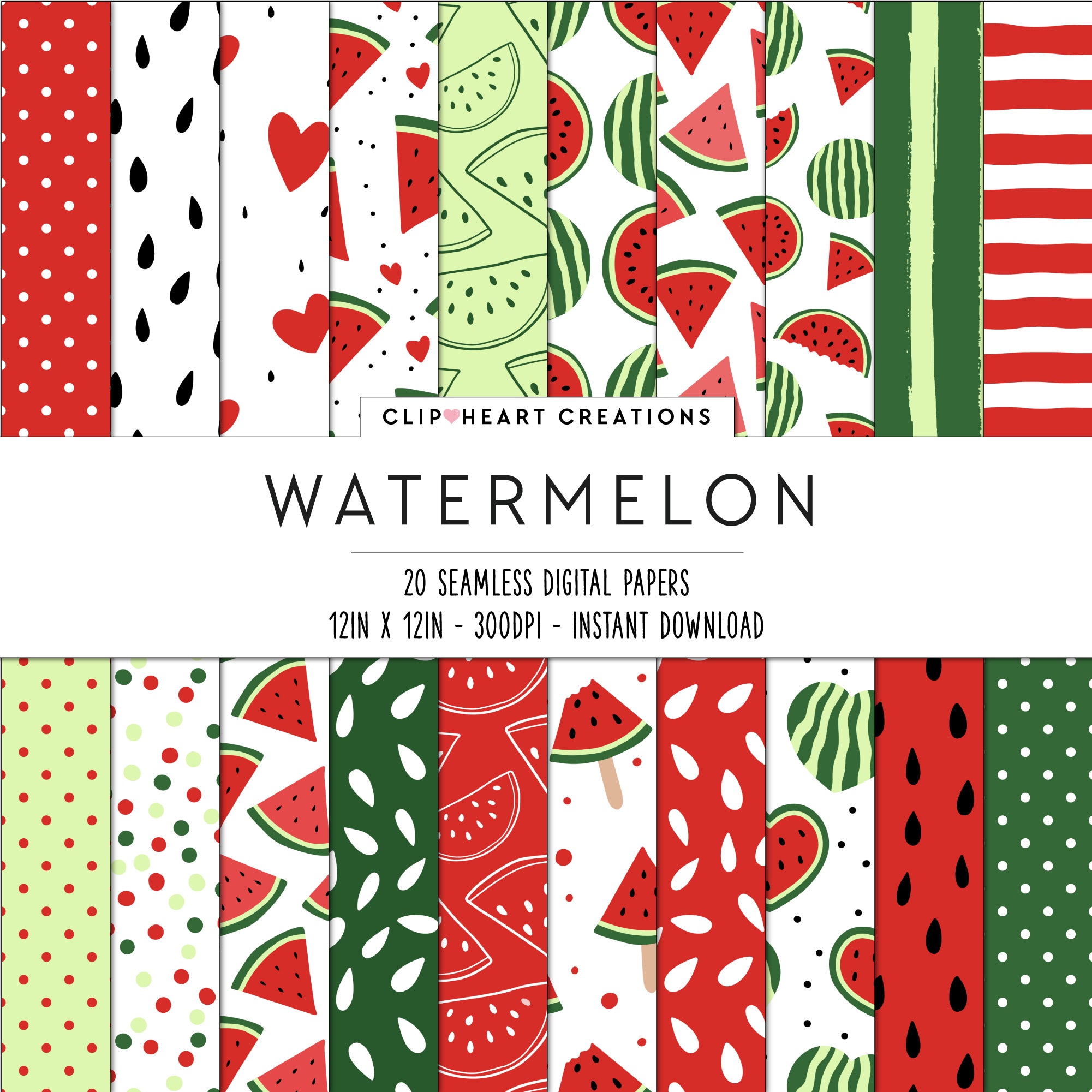 Watermelon Seamless Digital Papers – clipheart creations