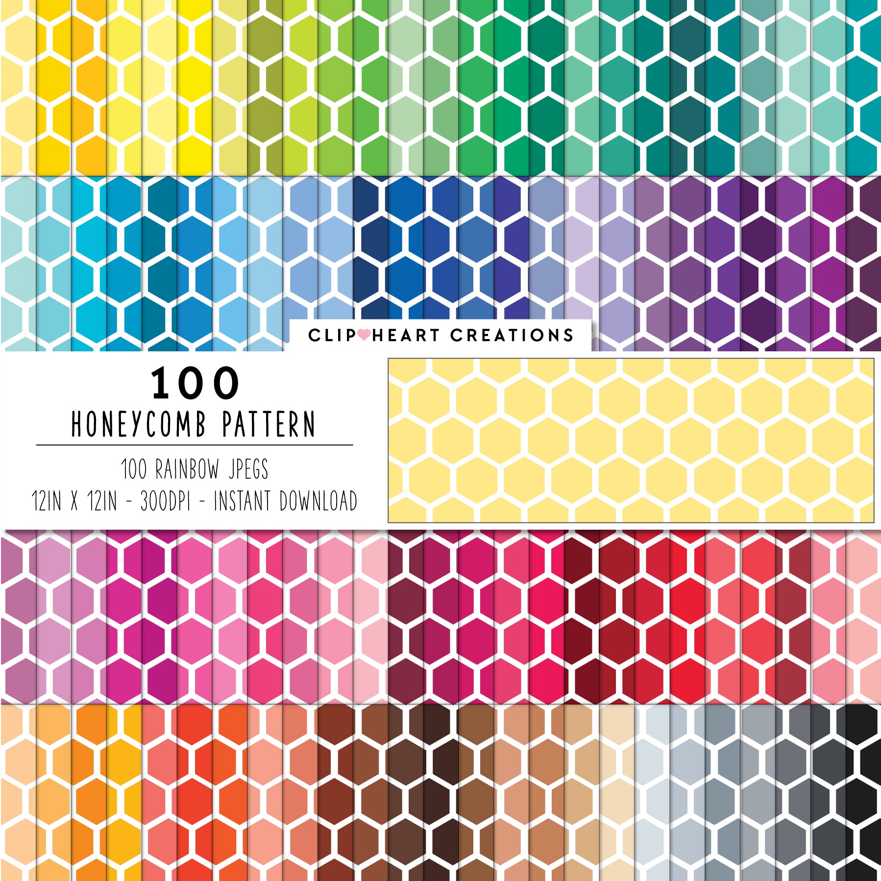 100 Honeycomb Digital Paper (White) – clipheart creations