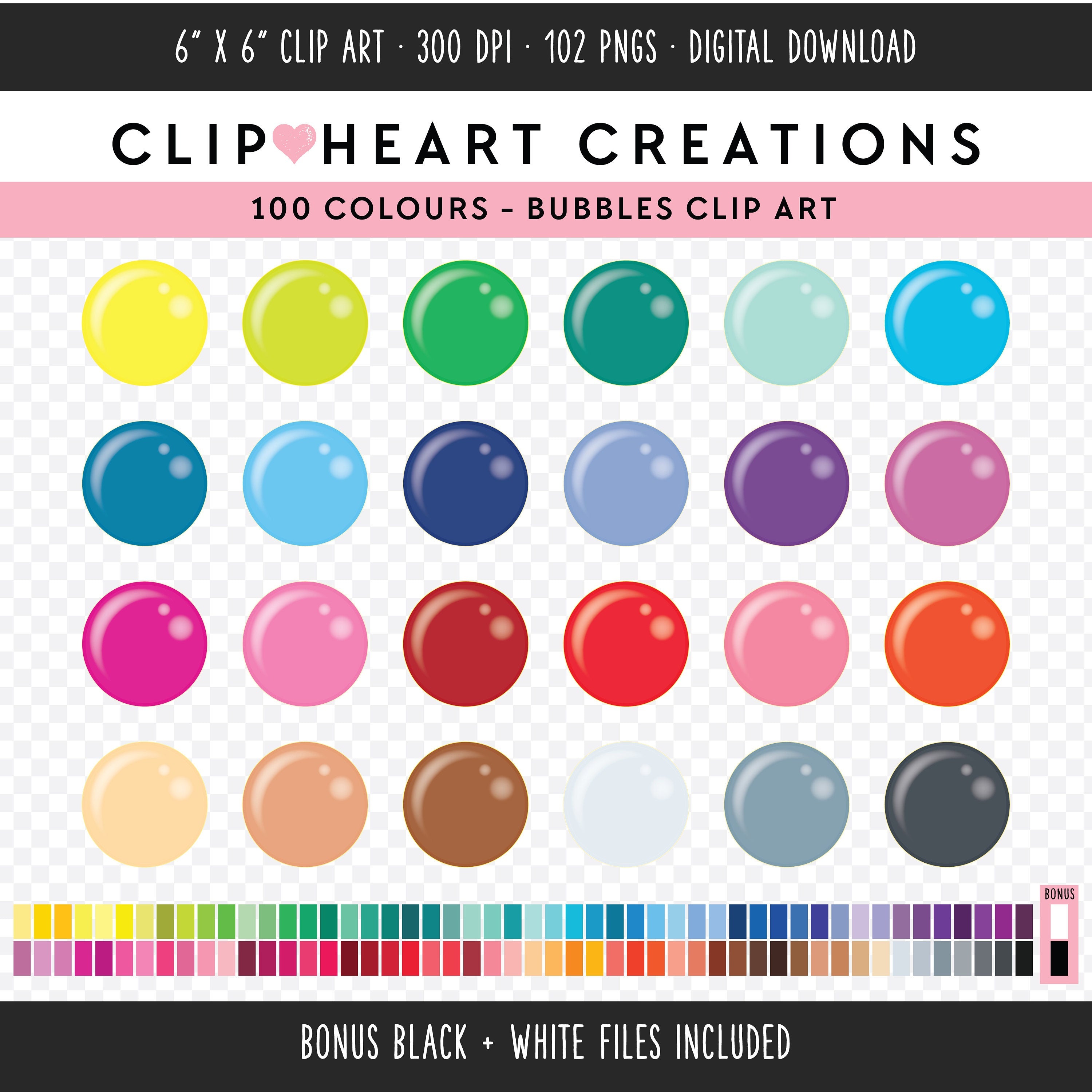 100 Bubbles Digital Clip Art – clipheart creations