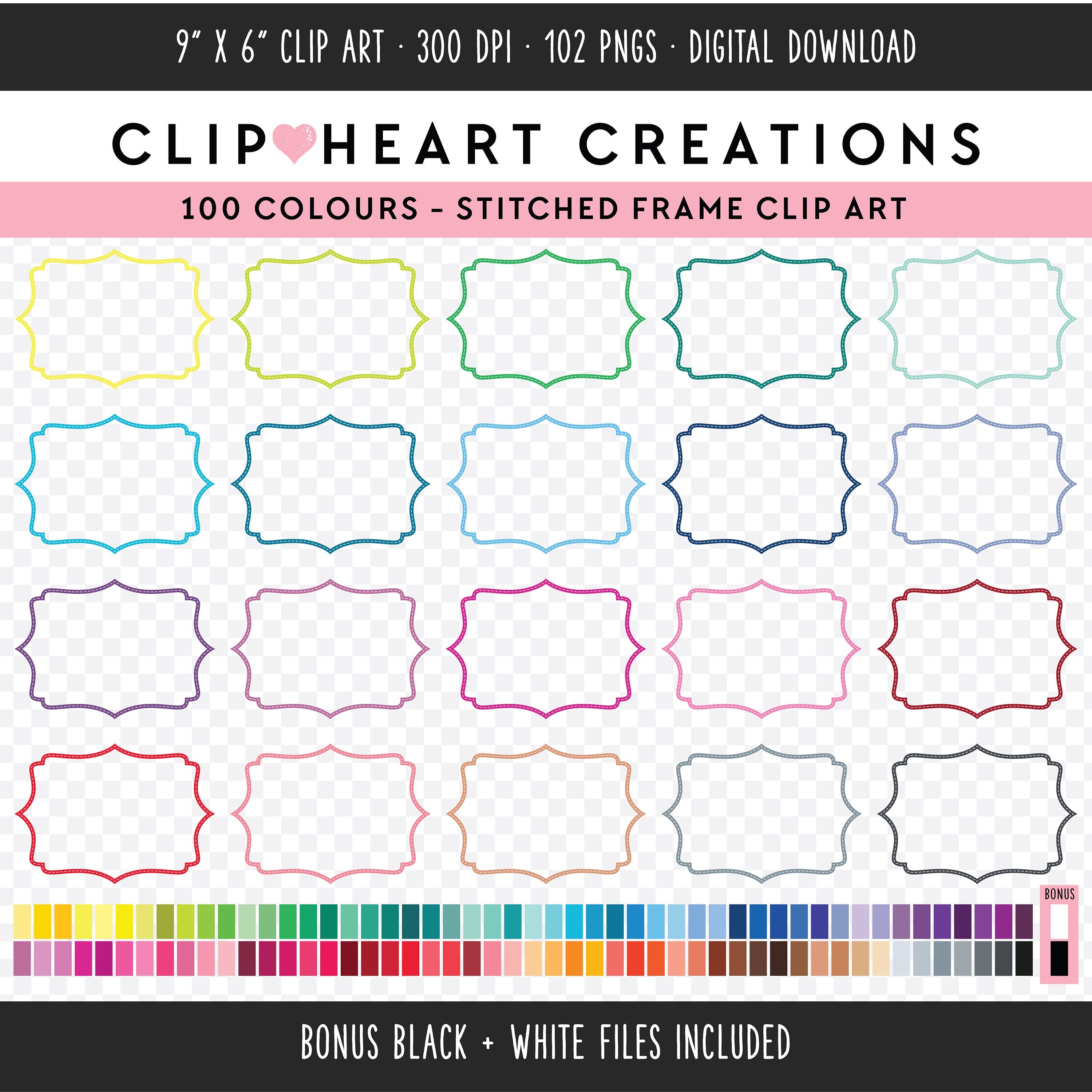 100 Stitched Bracket Frames Digital Clip Art – clipheart creations