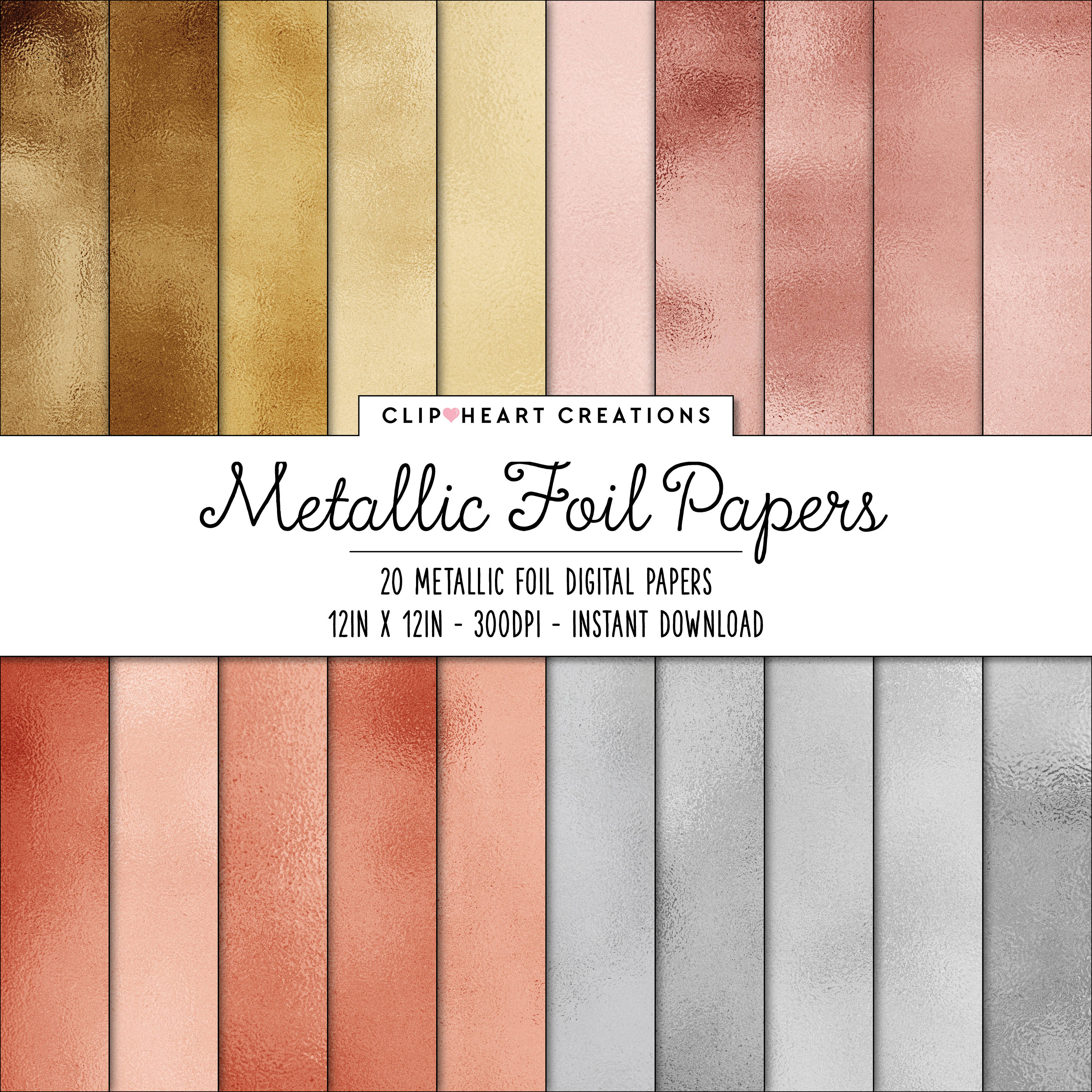 Metallic Foil Digital Papers – clipheart creations