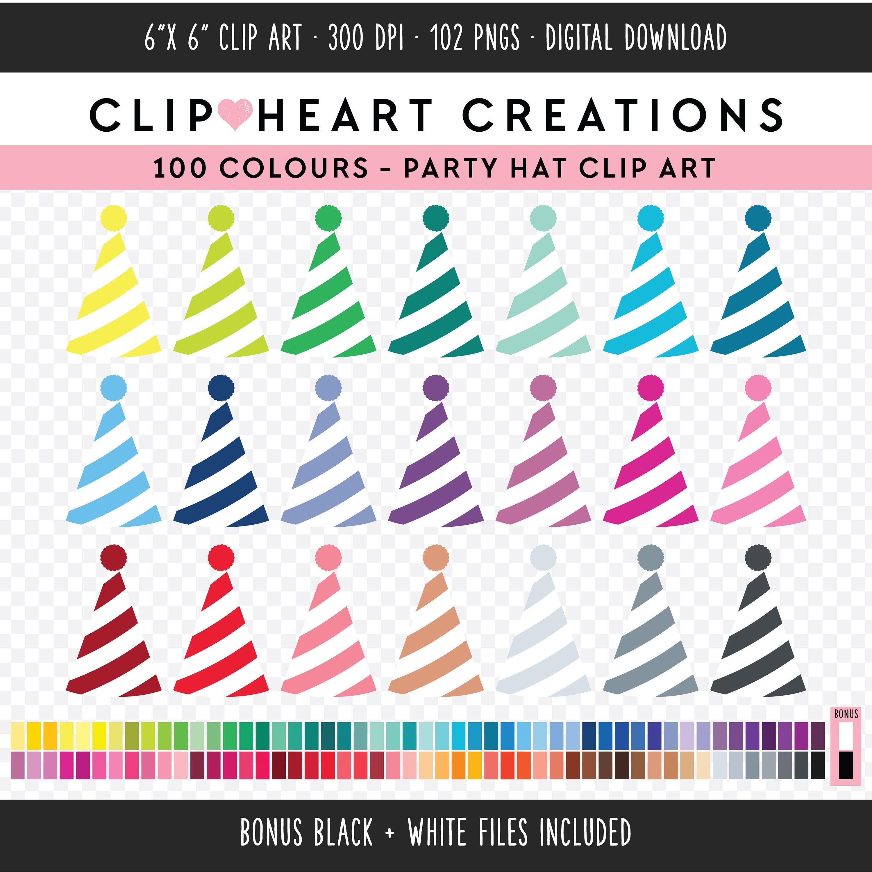 100 Party Hat Digital Clip Art – clipheart creations