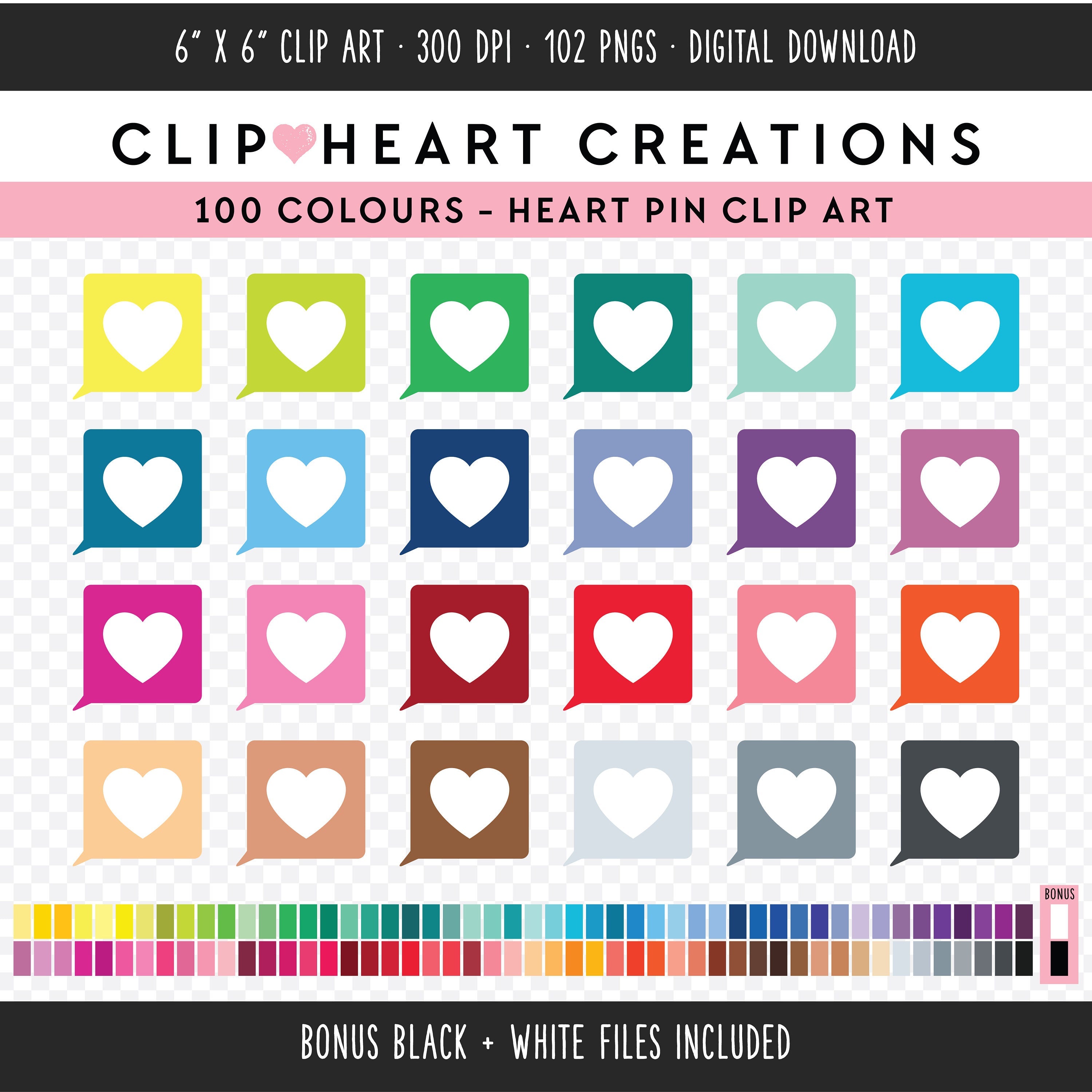 100 Hearts Clip Art – clipheart creations