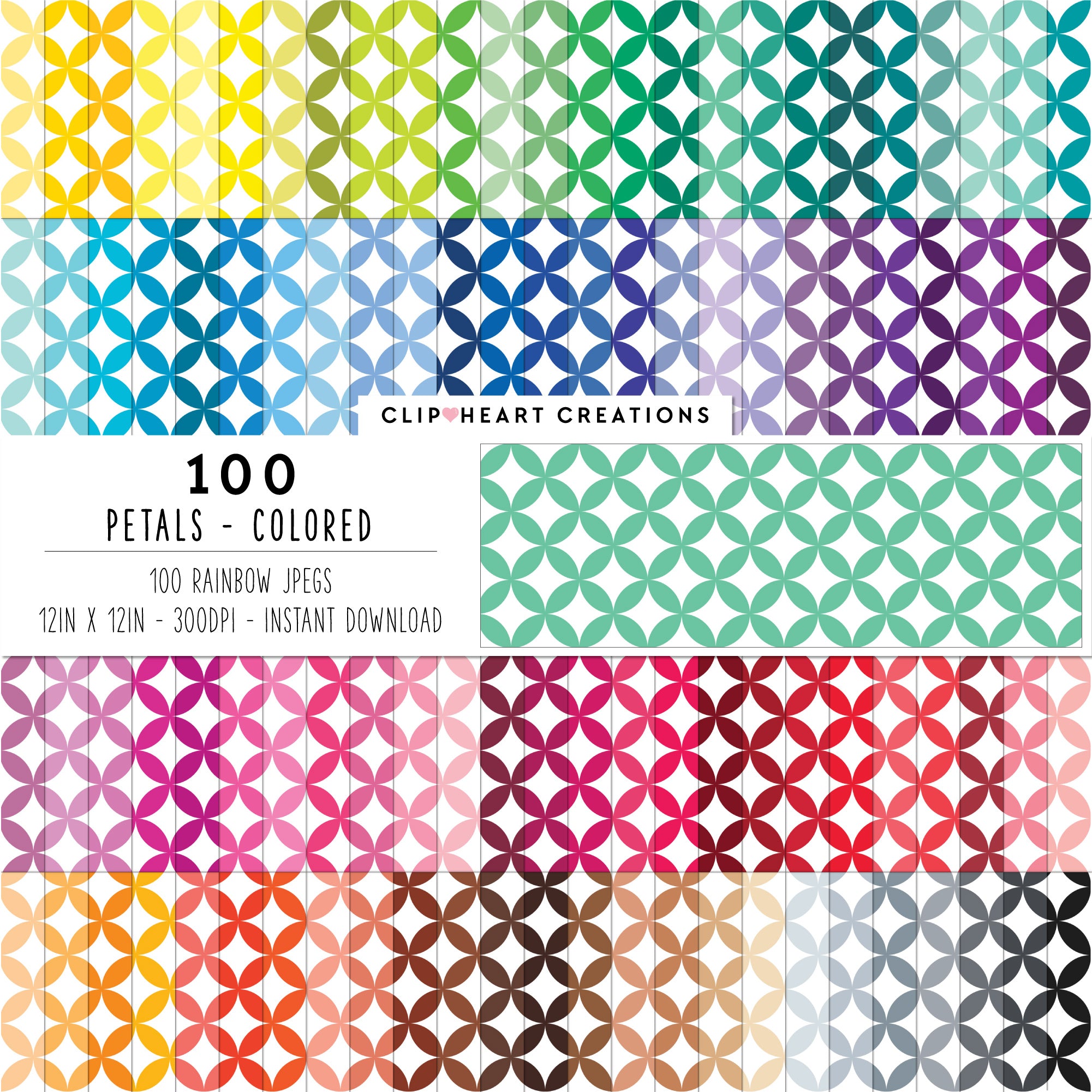 100 Petals Pattern Digital Papers (Color) – clipheart creations