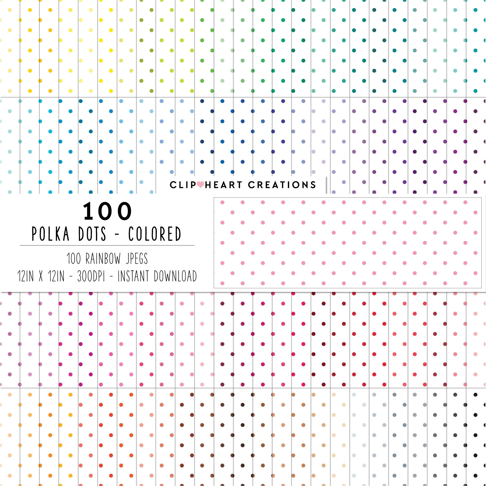 100 Small Polka Dots Digital Papers (Color) – clipheart creations