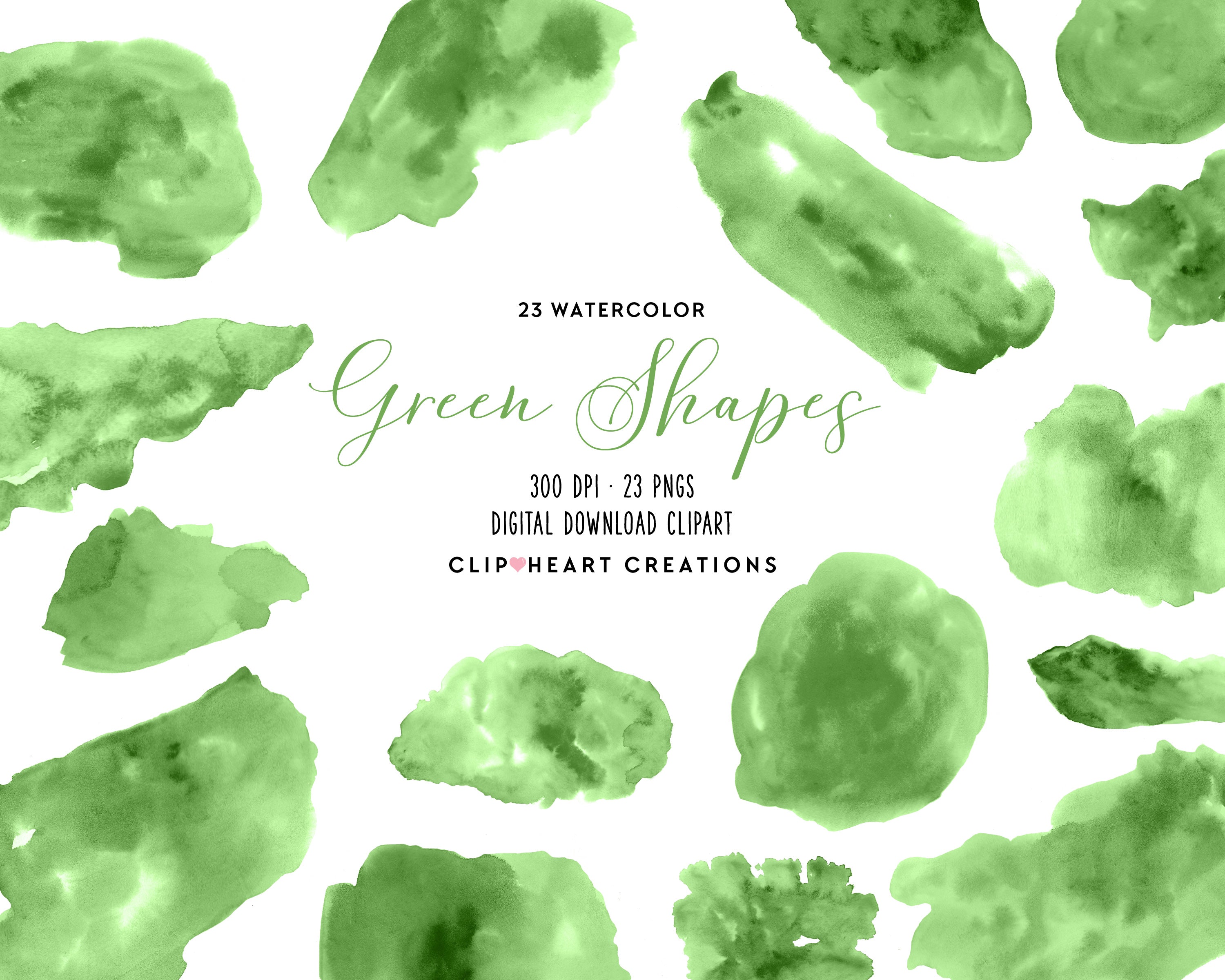 Green Watercolor Shapes Clip Art – clipheart creations