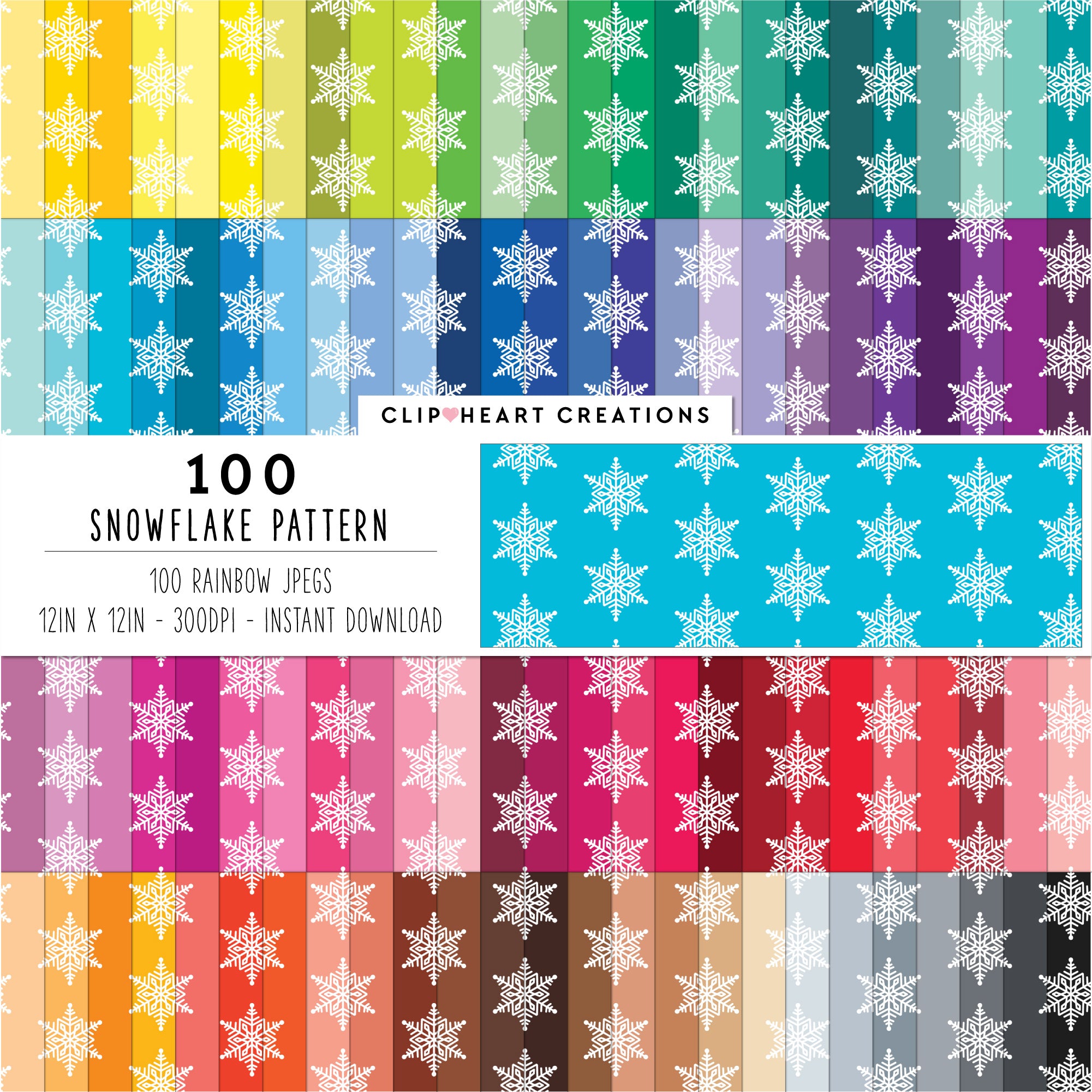 100 Snowflake Pattern Digital Papers – clipheart creations