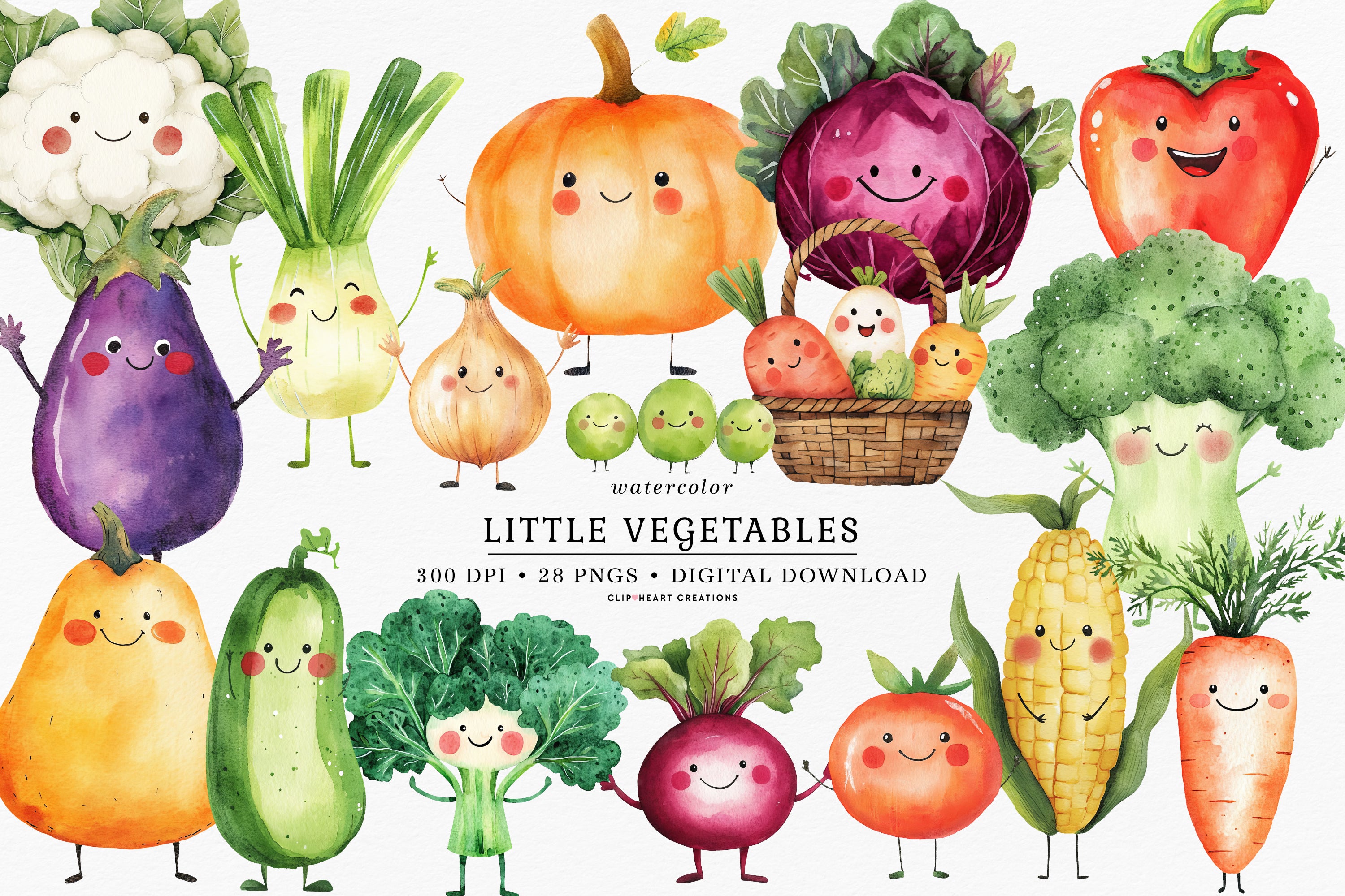 Vegetables Clip Art Cute Veggies Clipart Digital Clip Art Vegetables