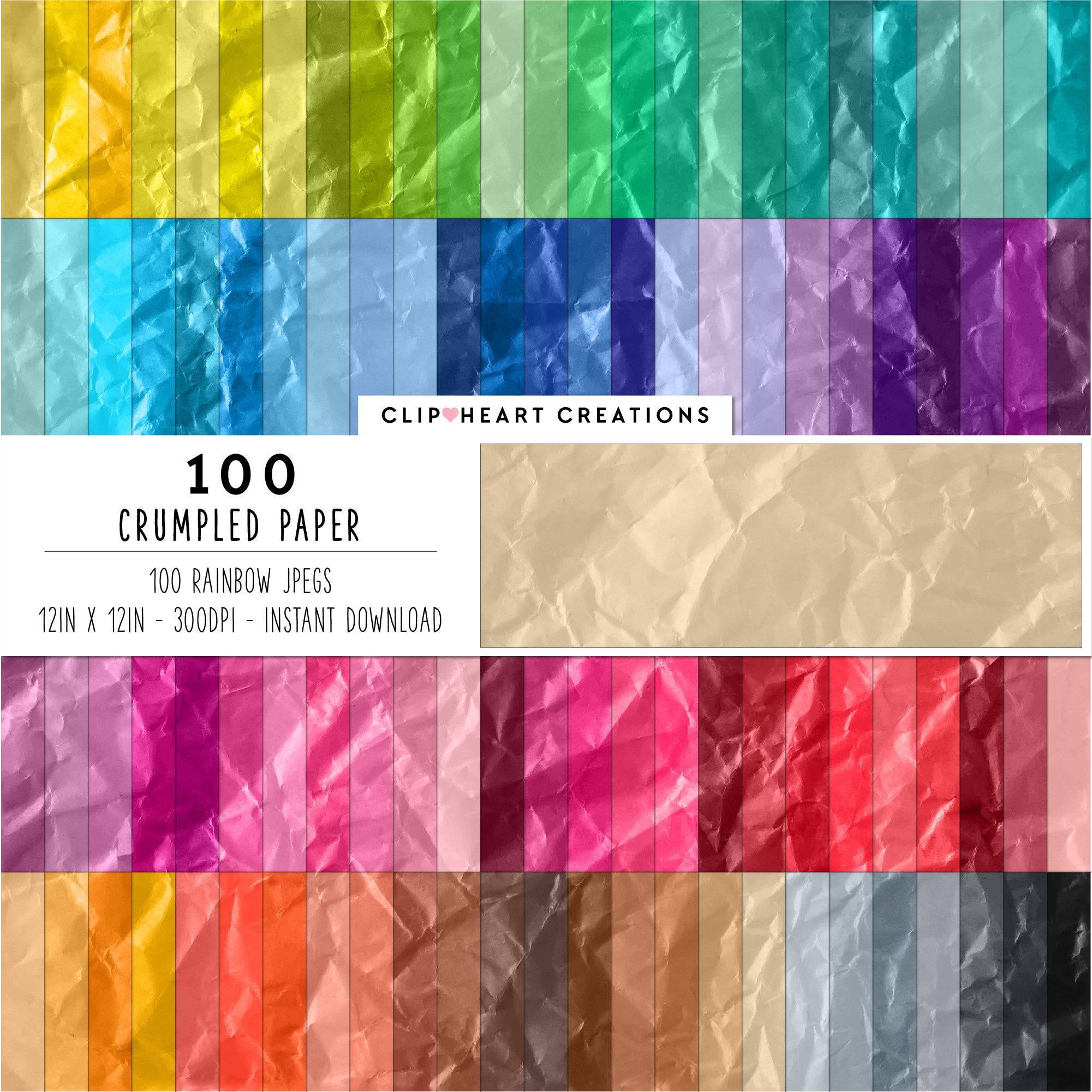 100 Crumbled Paper Digital Papers – clipheart creations