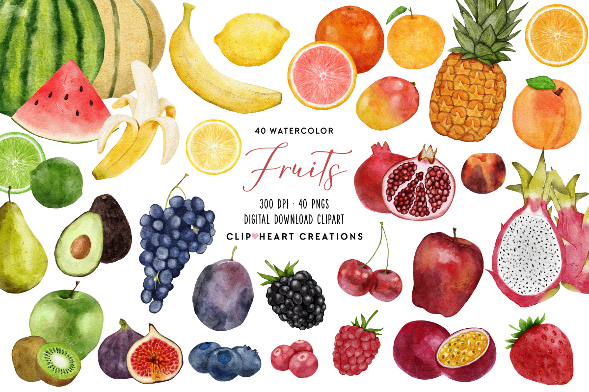 Watercolor Fruits Clip Art – clipheart creations