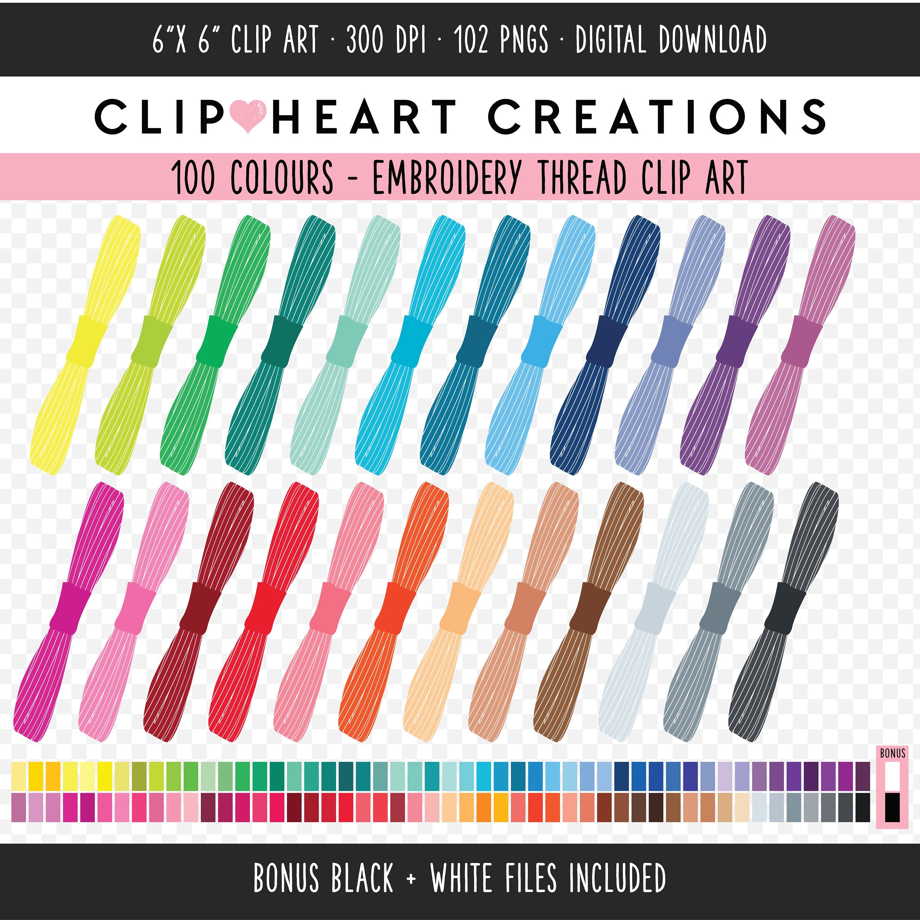 100 Embroidery Thread Clip Art – clipheart creations