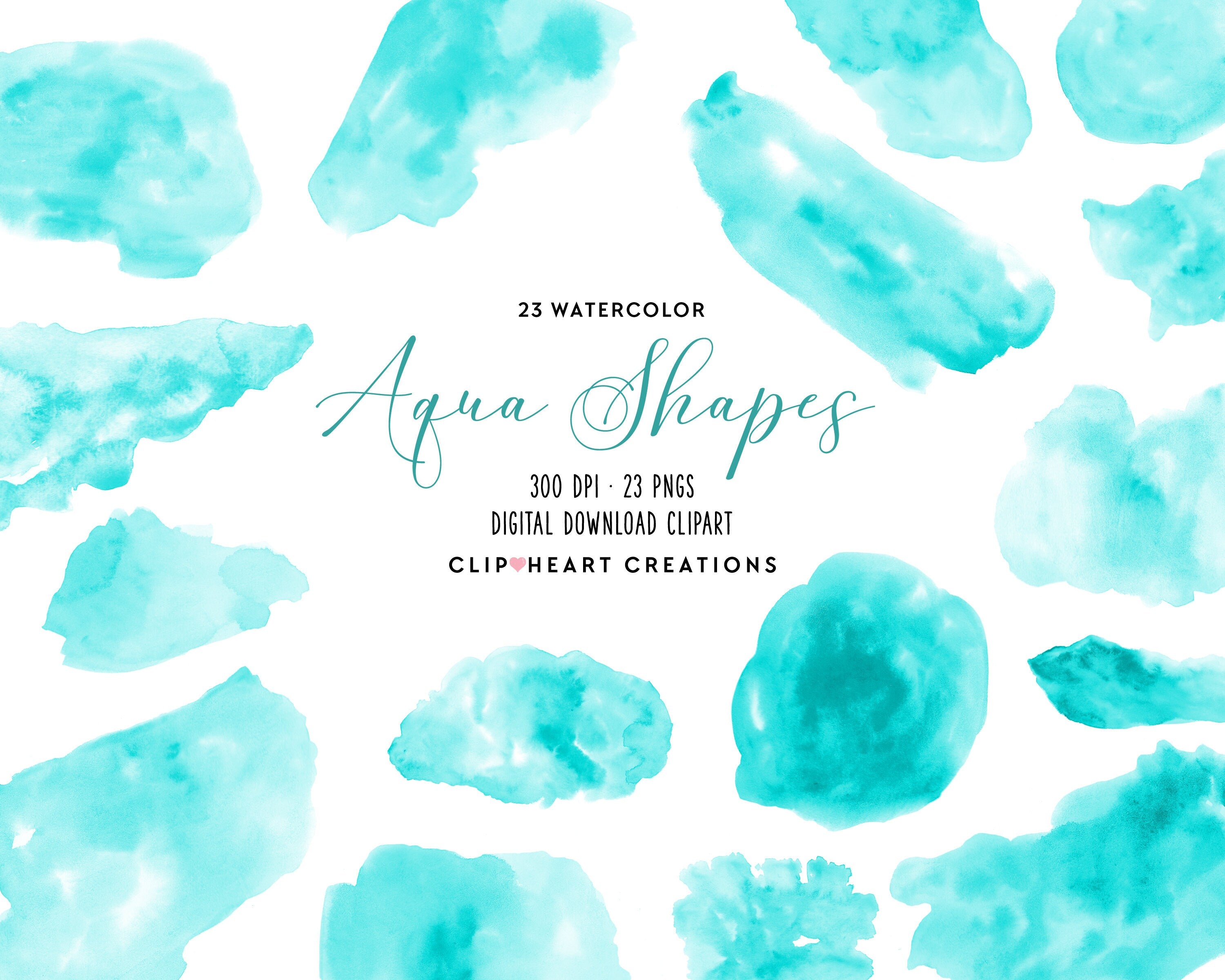 Aqua Watercolor Shapes Clip Art – clipheart creations