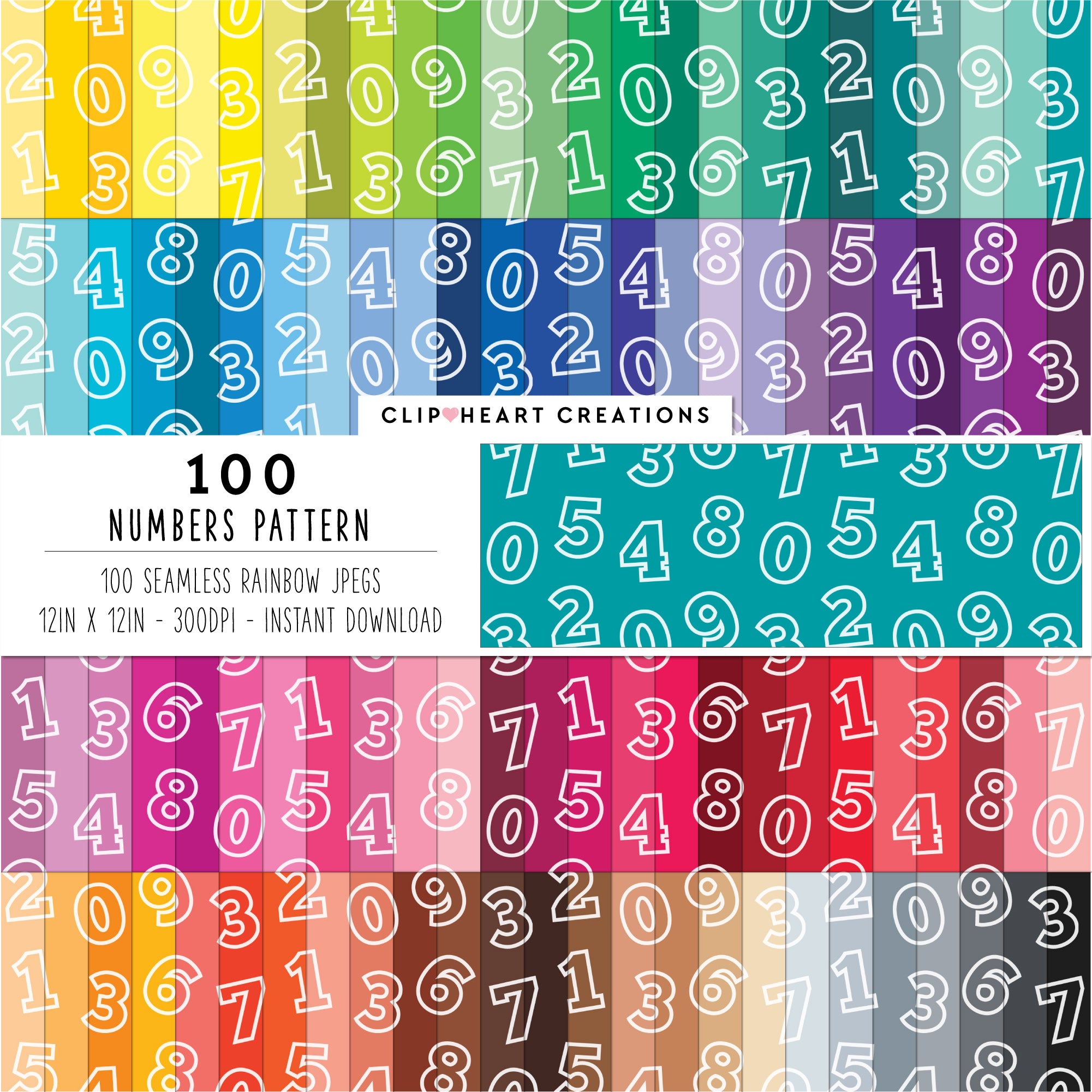100 Number Outline Pattern Papers – clipheart creations