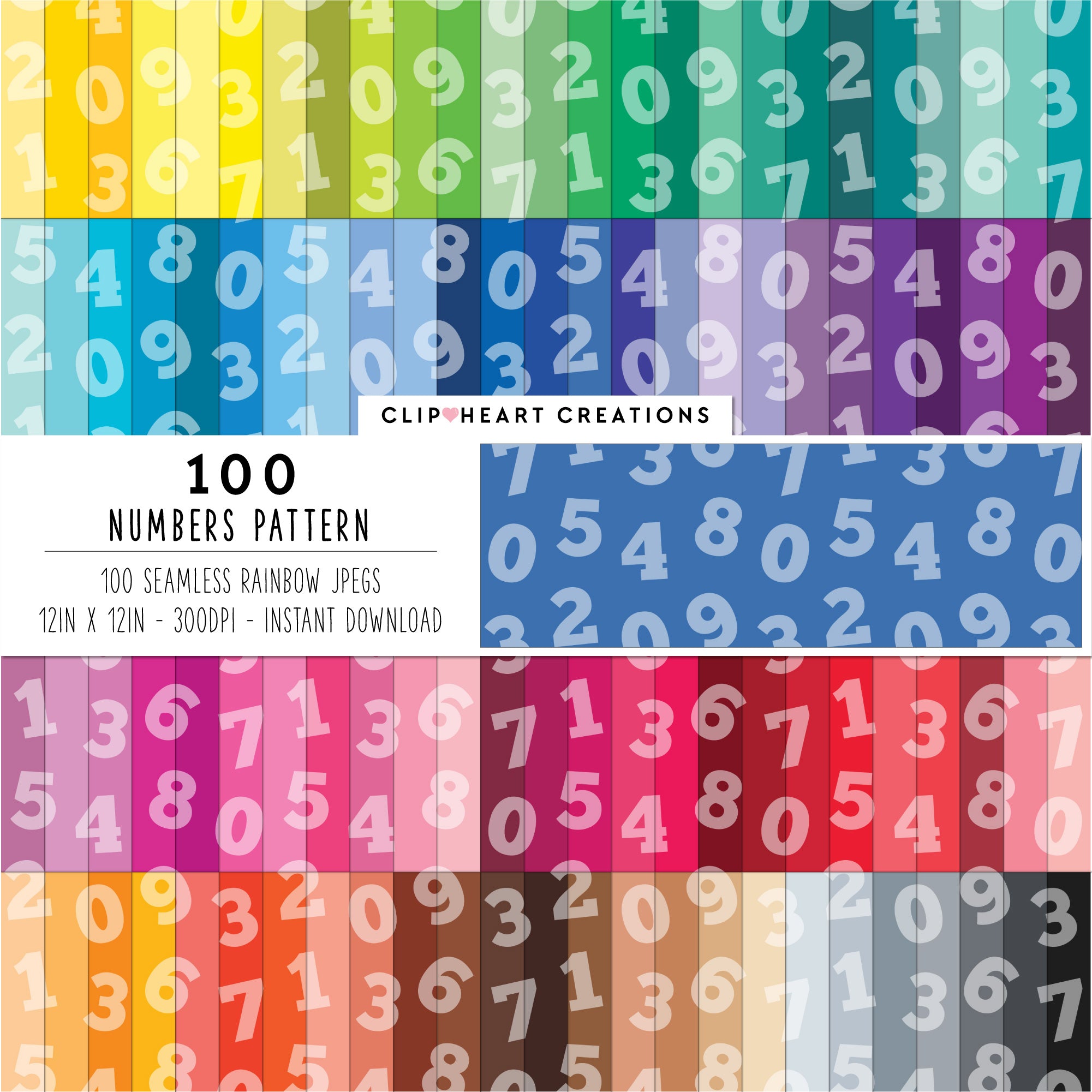 100 Number Pattern Papers (Tinted) – clipheart creations