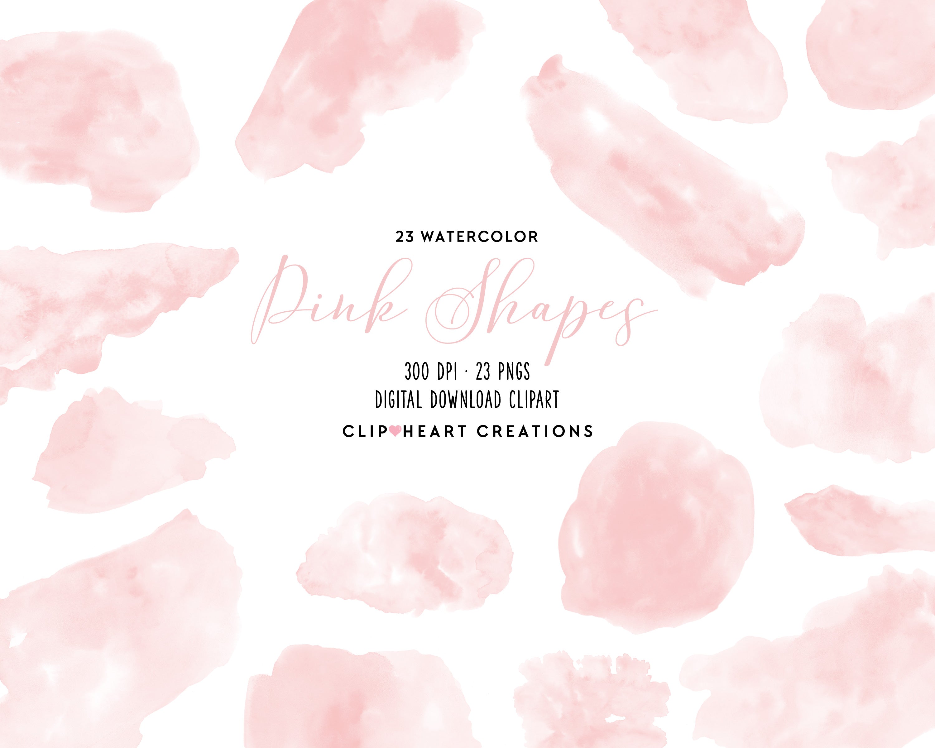 Pink Watercolor Shapes Clip Art – clipheart creations